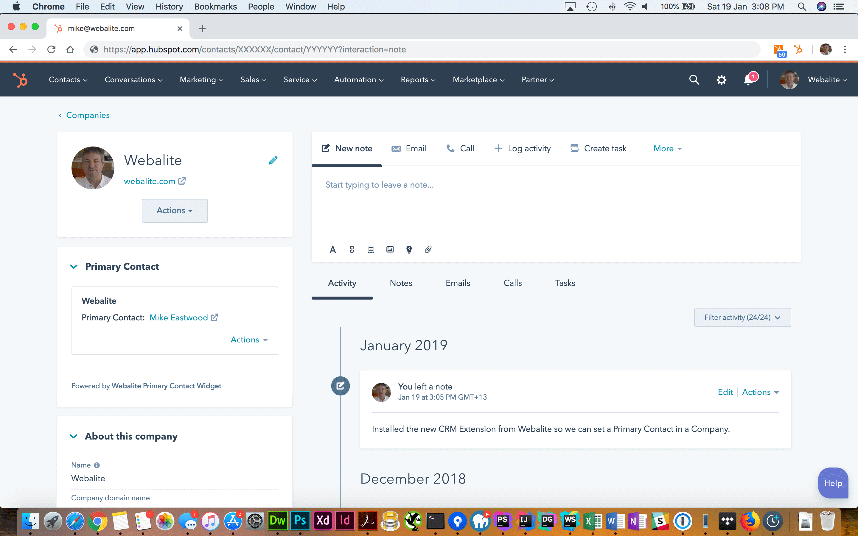 HubSpot CRM Primary Contact for Company